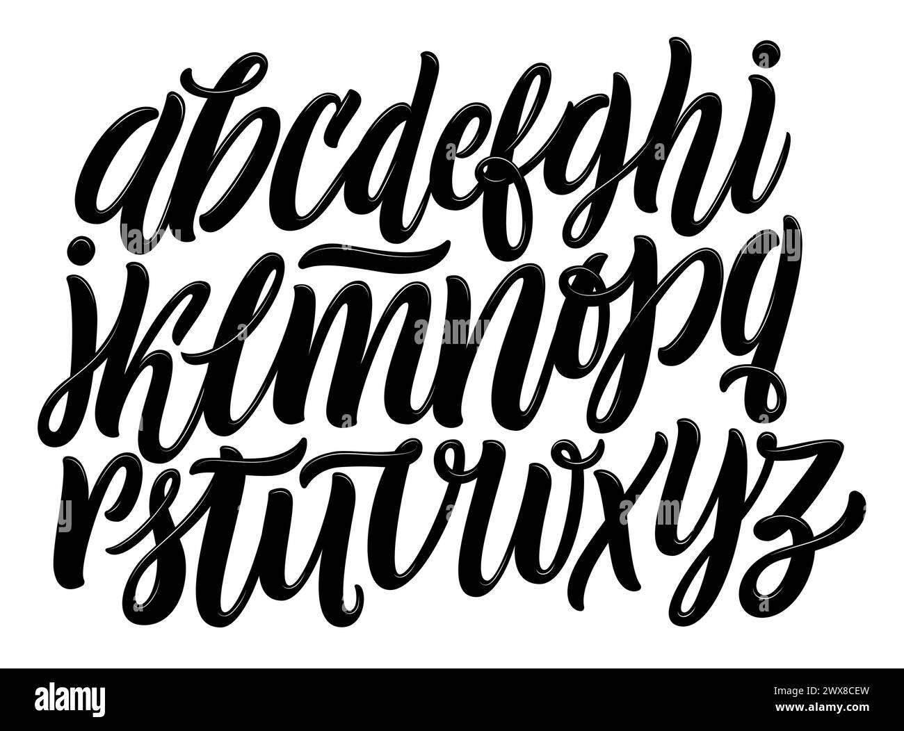 Lettering font isolated on white background. Texture alphabet. Vector ...