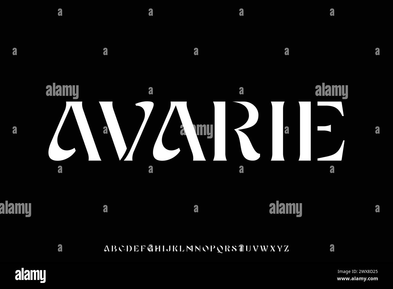 Unique decorative stencil type alphabet display font vector. Abstract ...