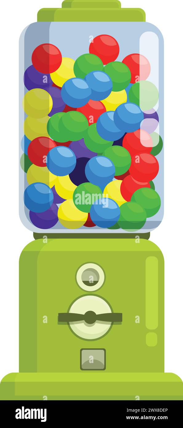Green bubblegum machine icon cartoon vector. Slot equipment. Candy gum ...