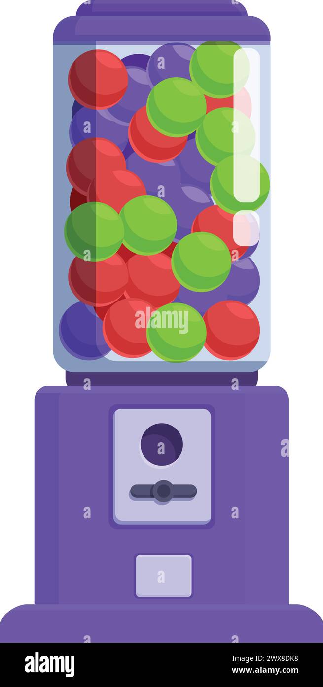 Violet slot machine icon cartoon vector. Bubblegum equipment. Childhood ...
