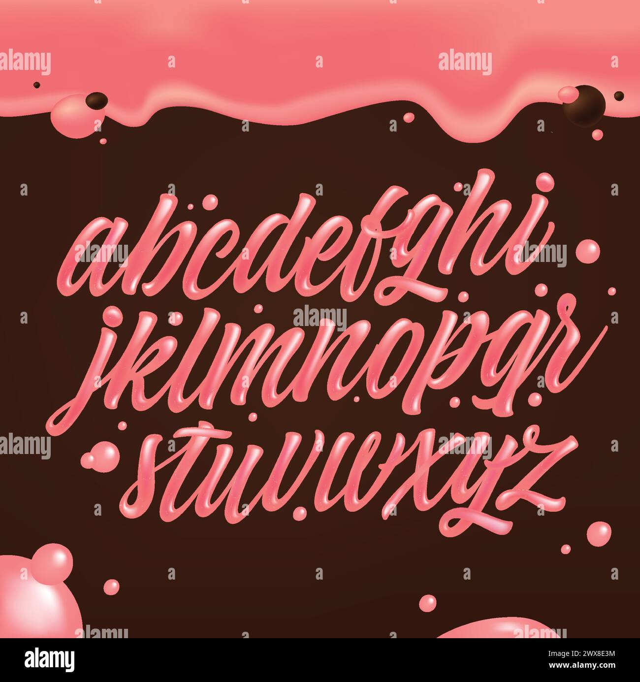 Pink Cream on Chocolate Wafer Background.Popsicle alphabet. Ice cream ...