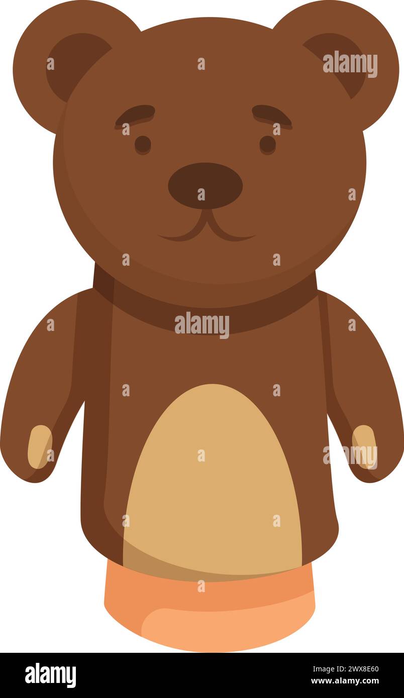 Bear puppet toy icon cartoon vector. Sad actor marionette. Happy ...