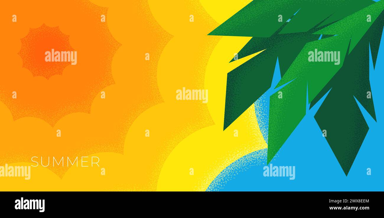 Abstract retro minimal summer travel horizontal banner. Tropical palm ...