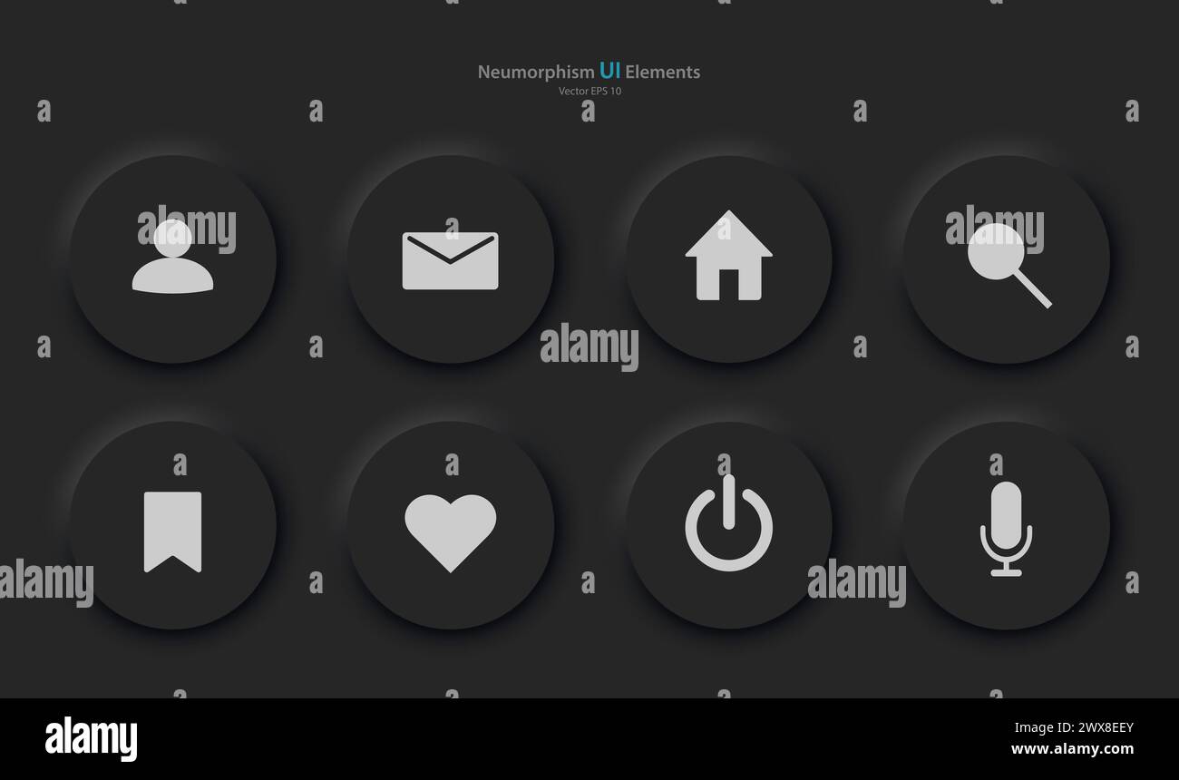 A collection of buttons for mobile devices in the style of neumorphism ...