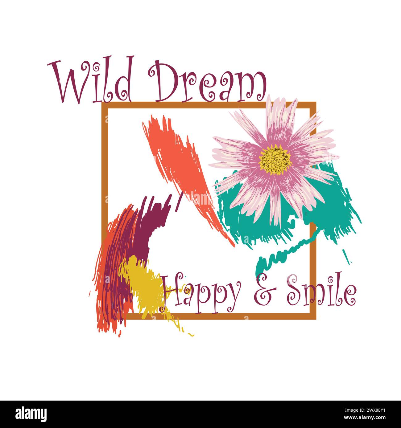 Wild Dream Painted sunflower Graphic Design t shirt print vector Stock ...