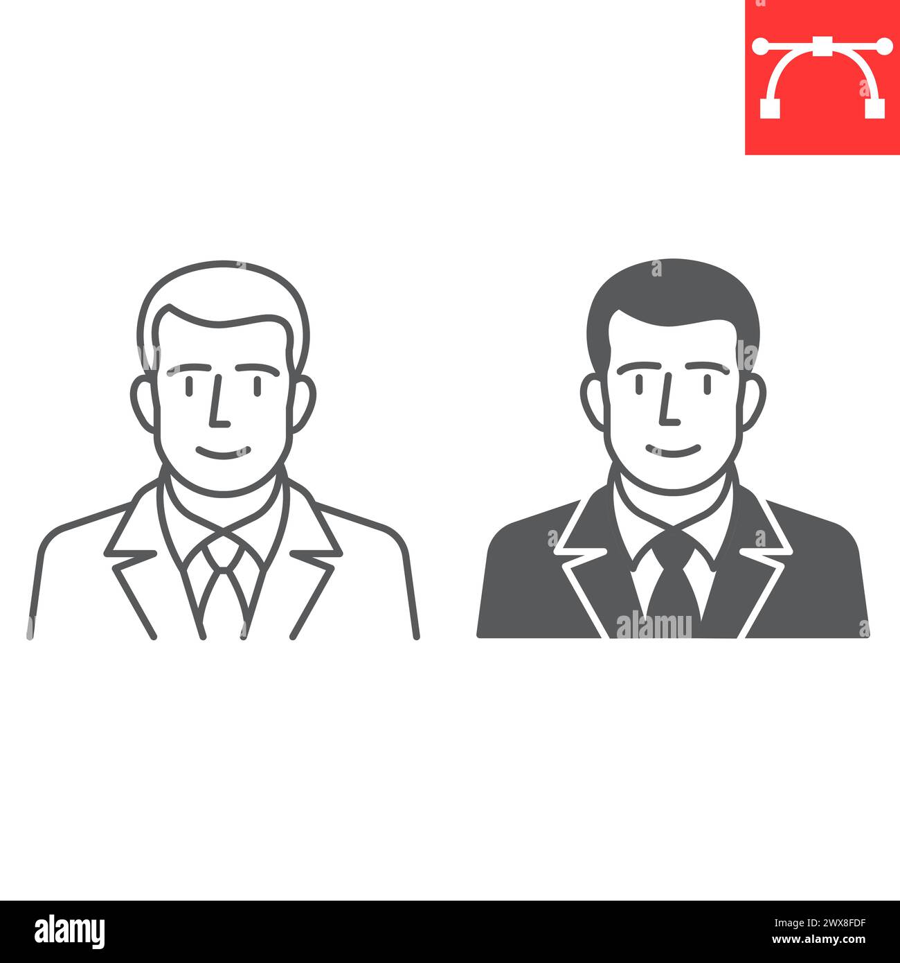 President line and glyph icon, election and politician, minister vector ...