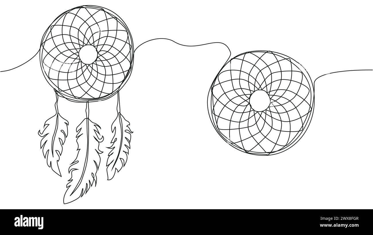 Self draw continuous line dream catcher mystery symbol Stock Vector ...
