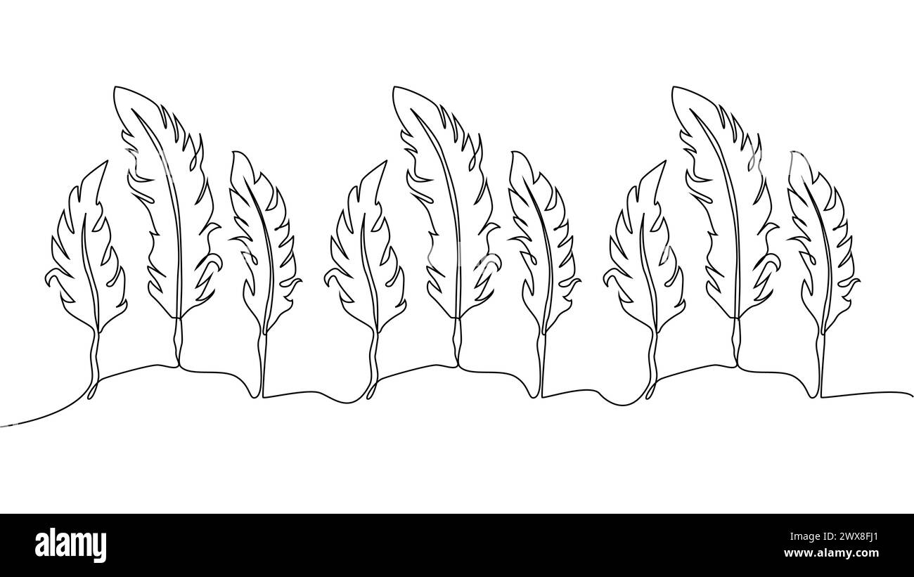 Self-drawing of continuous drawing of one line of feathers Stock Vector ...