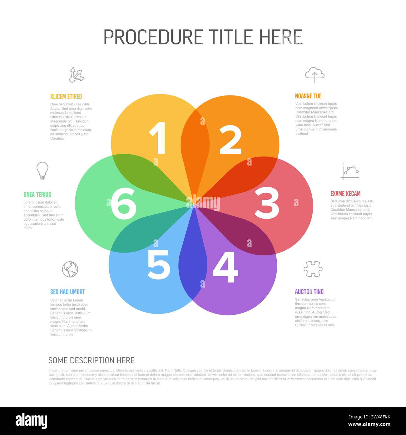 Fresh Colorful Infographic Template with Six Rainbow Petal Design items ...