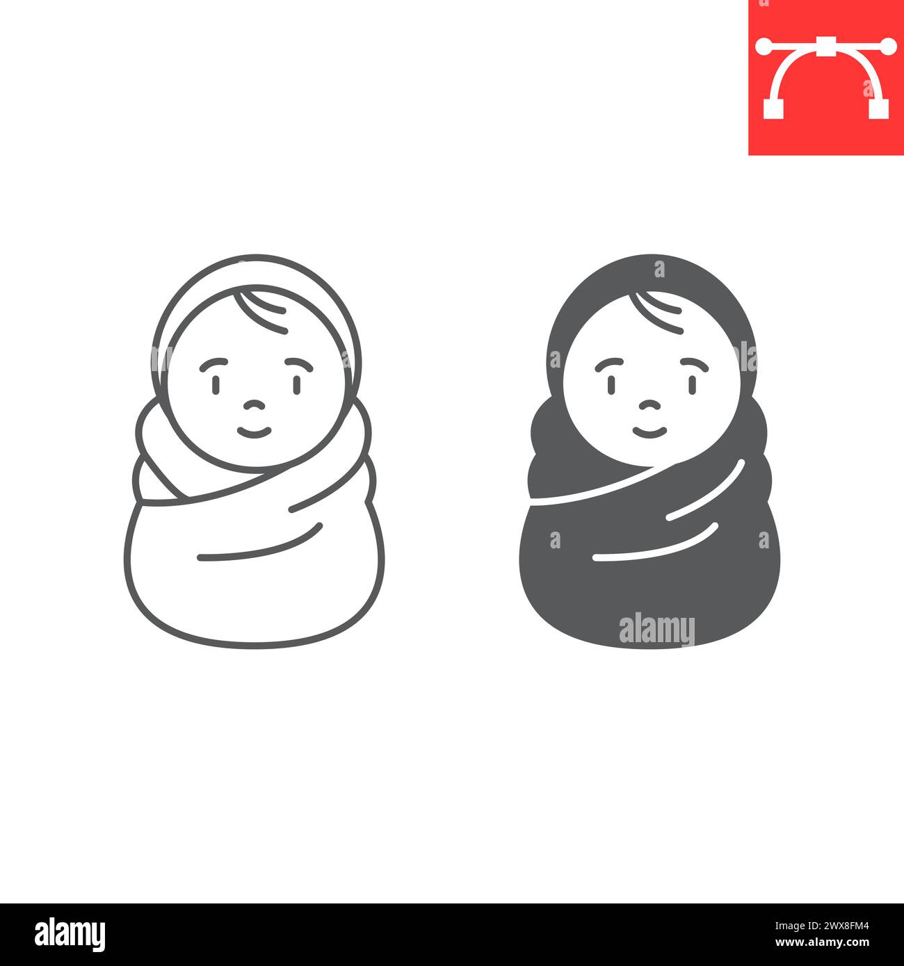 Newborn line and glyph icon, mom day and childbirth, baby vector icon ...