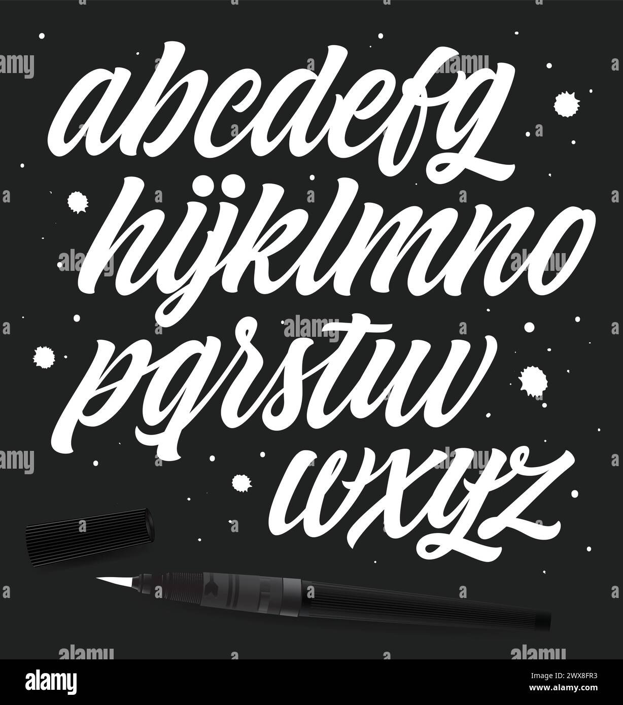 Lettering font isolated on white background. Texture alphabet. Vector ...