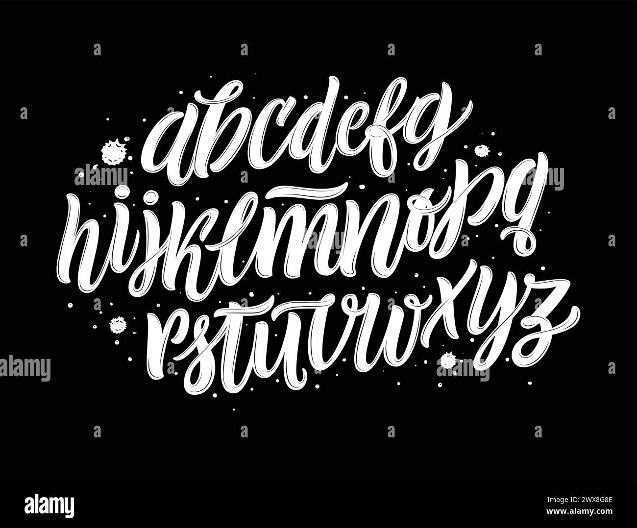 Lettering font isolated on white background. Texture alphabet. Vector ...