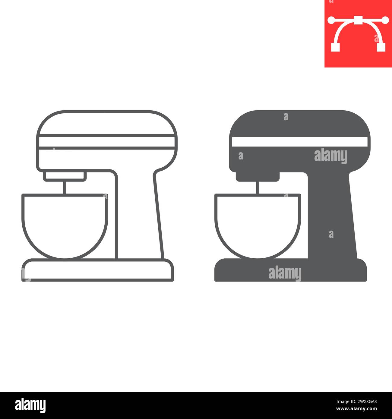 Stand mixer line and glyph icon, home appliances and kitchen equipment ...
