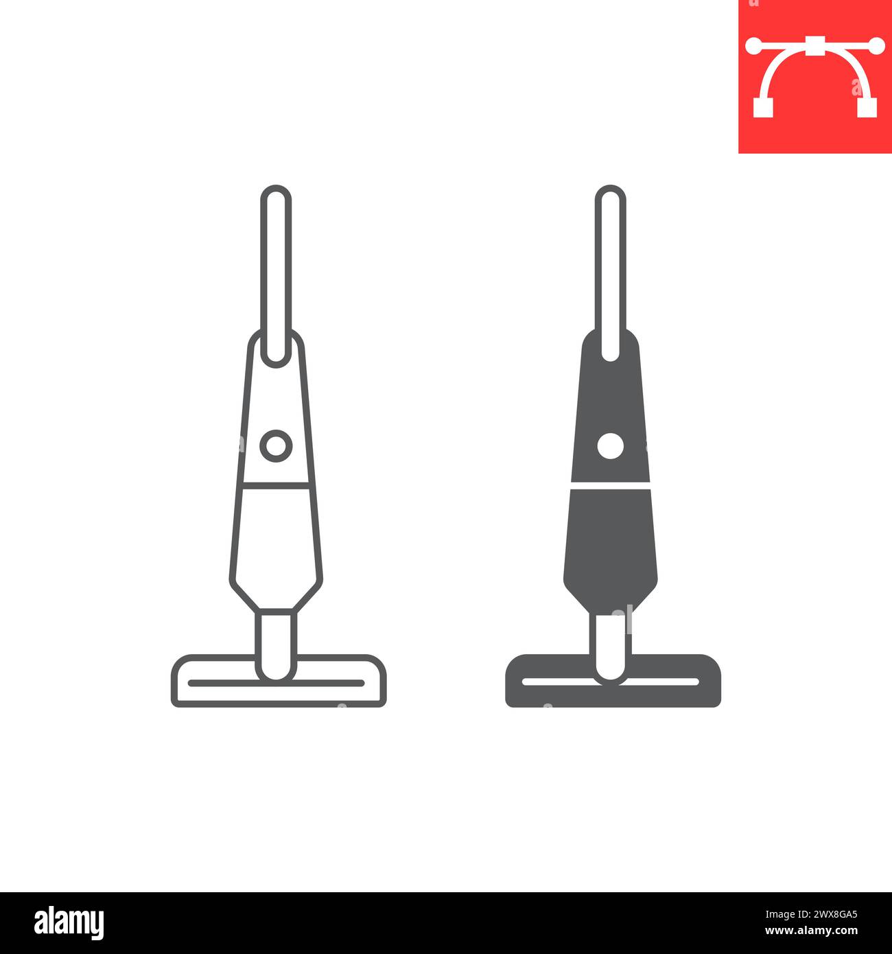 Cordless vacuum cleaner line and glyph icon, home appliances and ...
