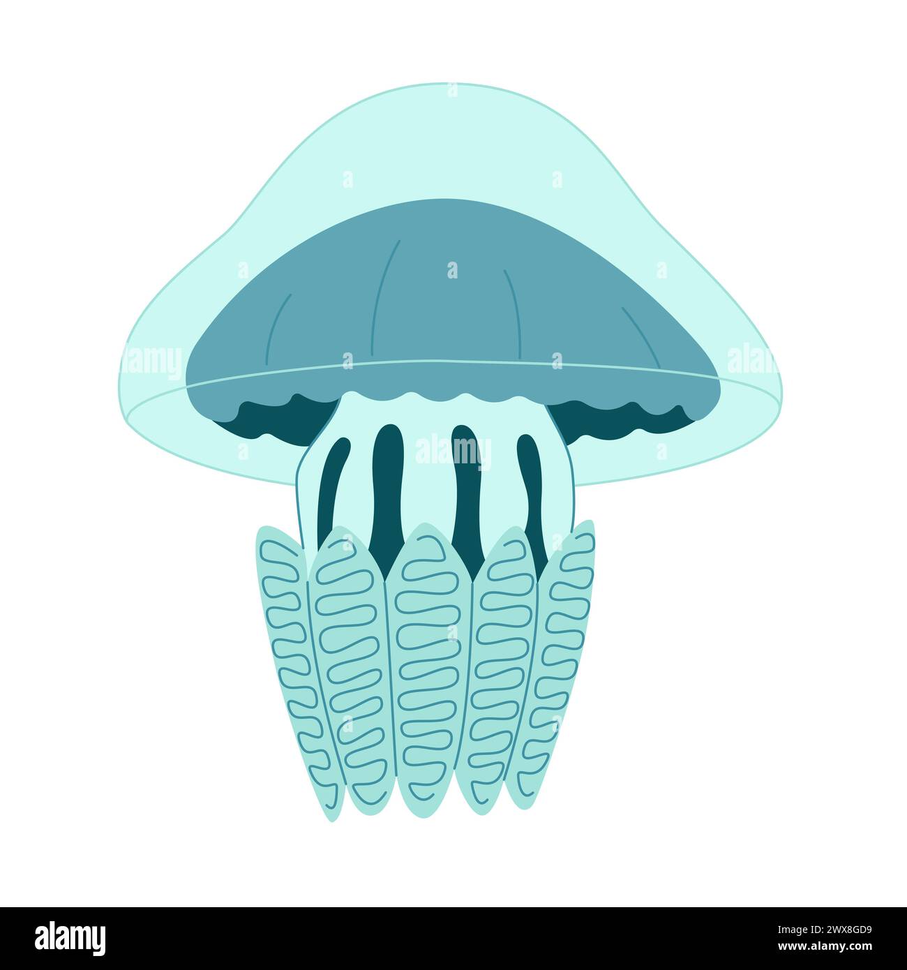 Cartoon Jellyfish Background Jellyfish 2d Cartoon Vector Illustration