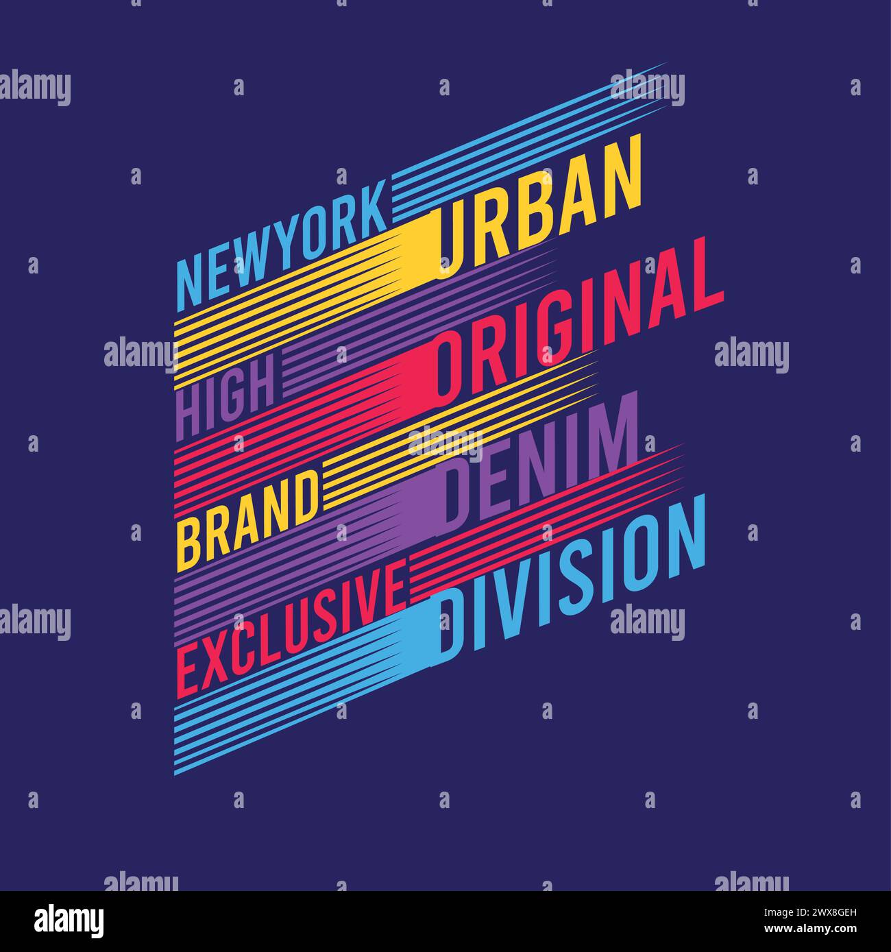 Typography New York Urban Original denim brand division colourful ...