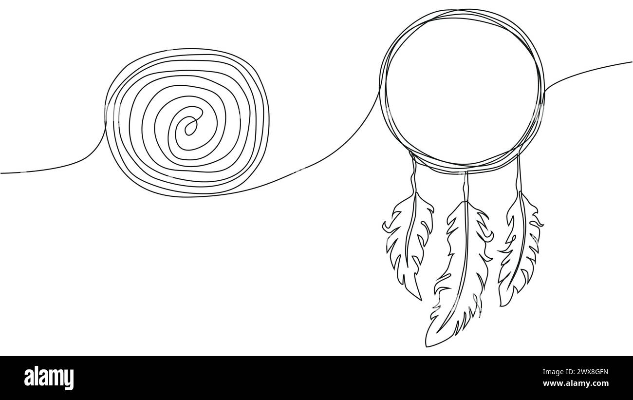 Self draw continuous line dream catcher mystery symbol Stock Vector ...