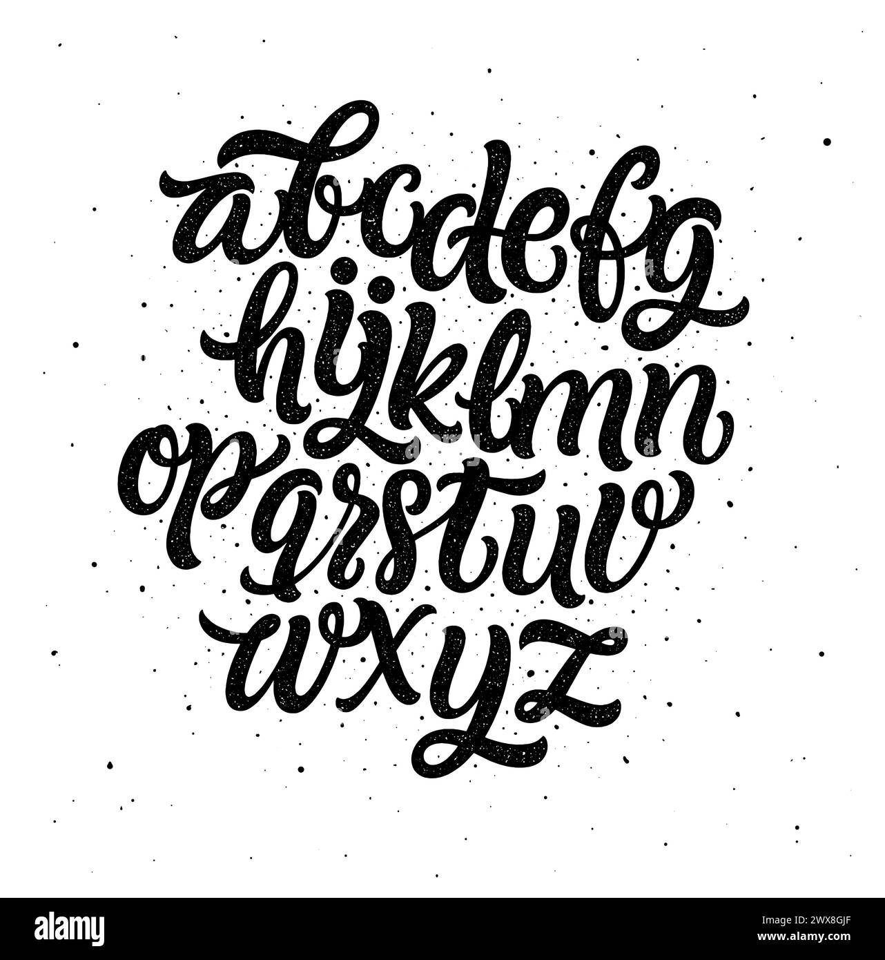 Lettering font isolated on white background. Texture alphabet. Vector ...