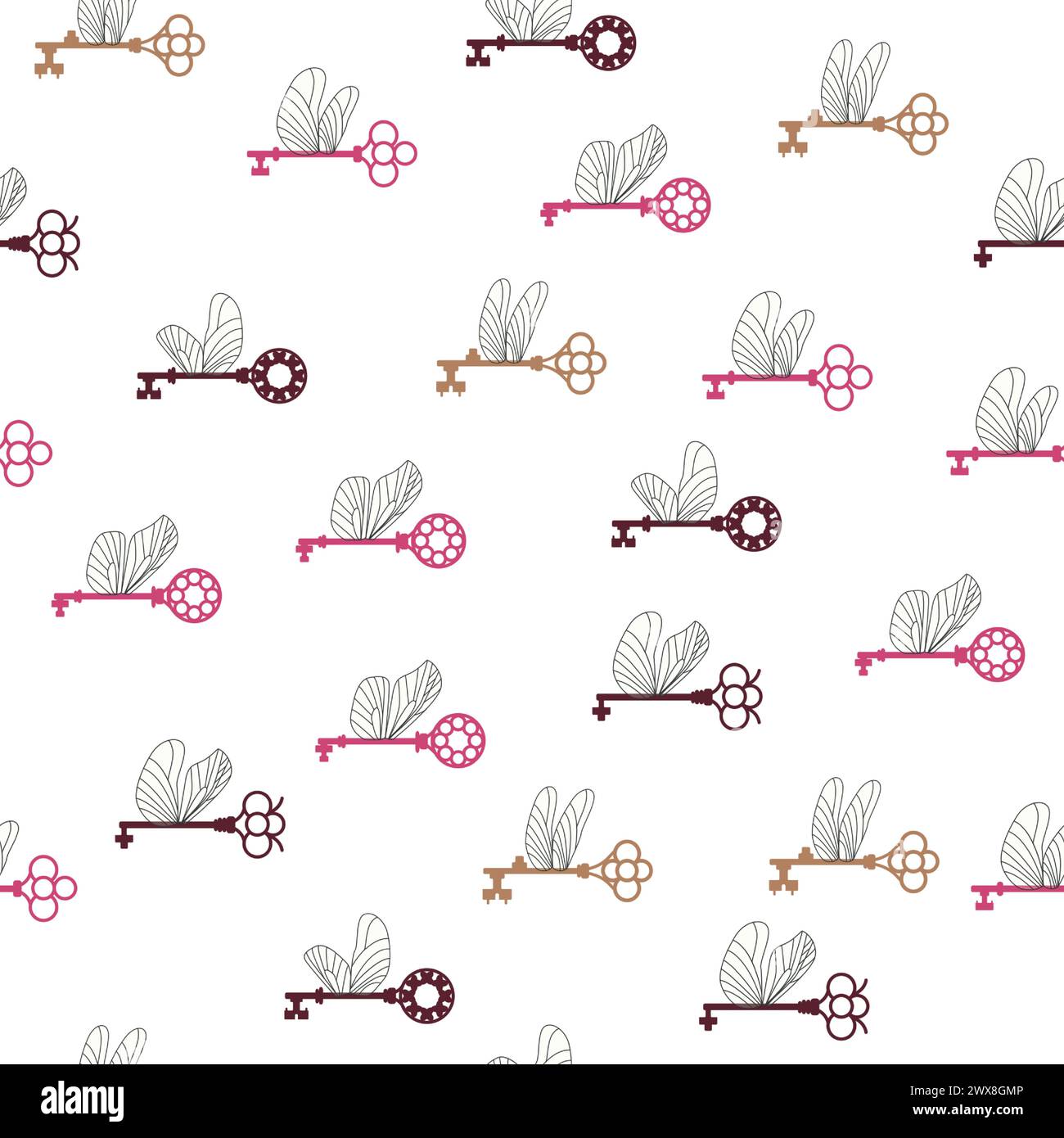 Seamless pattern with magic keys with wings Stock Vector Image & Art ...