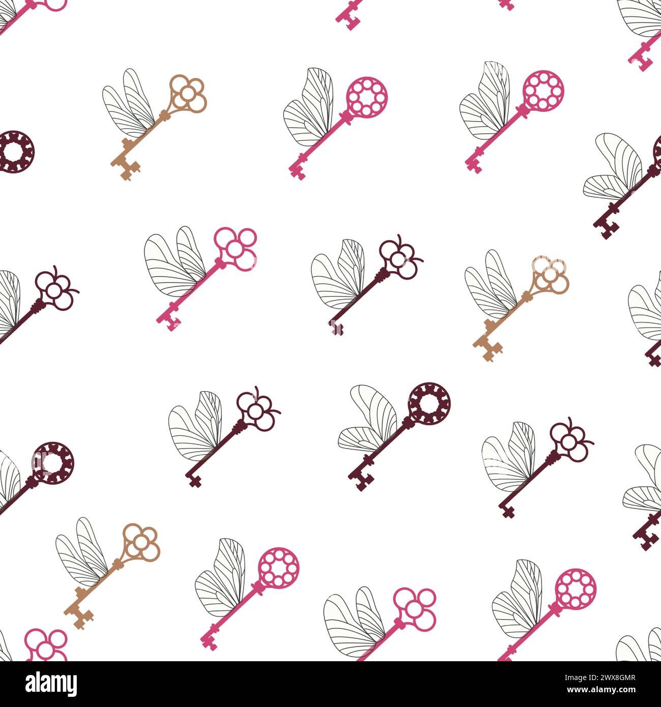 Seamless pattern with magic keys with wings Stock Vector Image & Art ...
