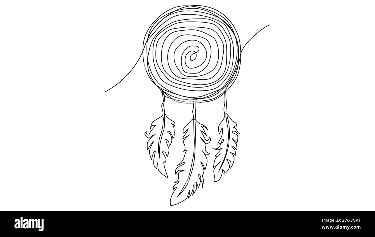 Self draw continuous line dream catcher mystery symbol Stock Vector ...