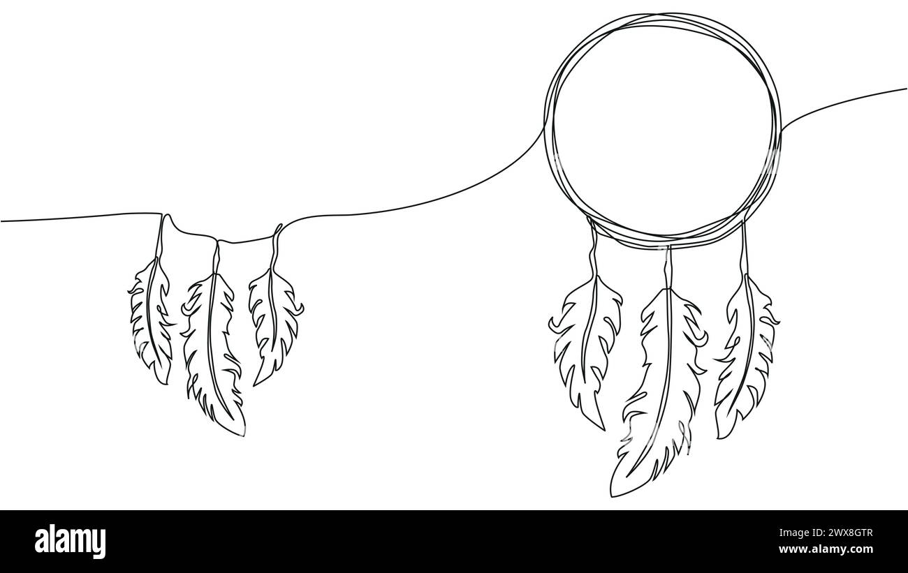 Self draw continuous line dream catcher mystery symbol Stock Vector ...