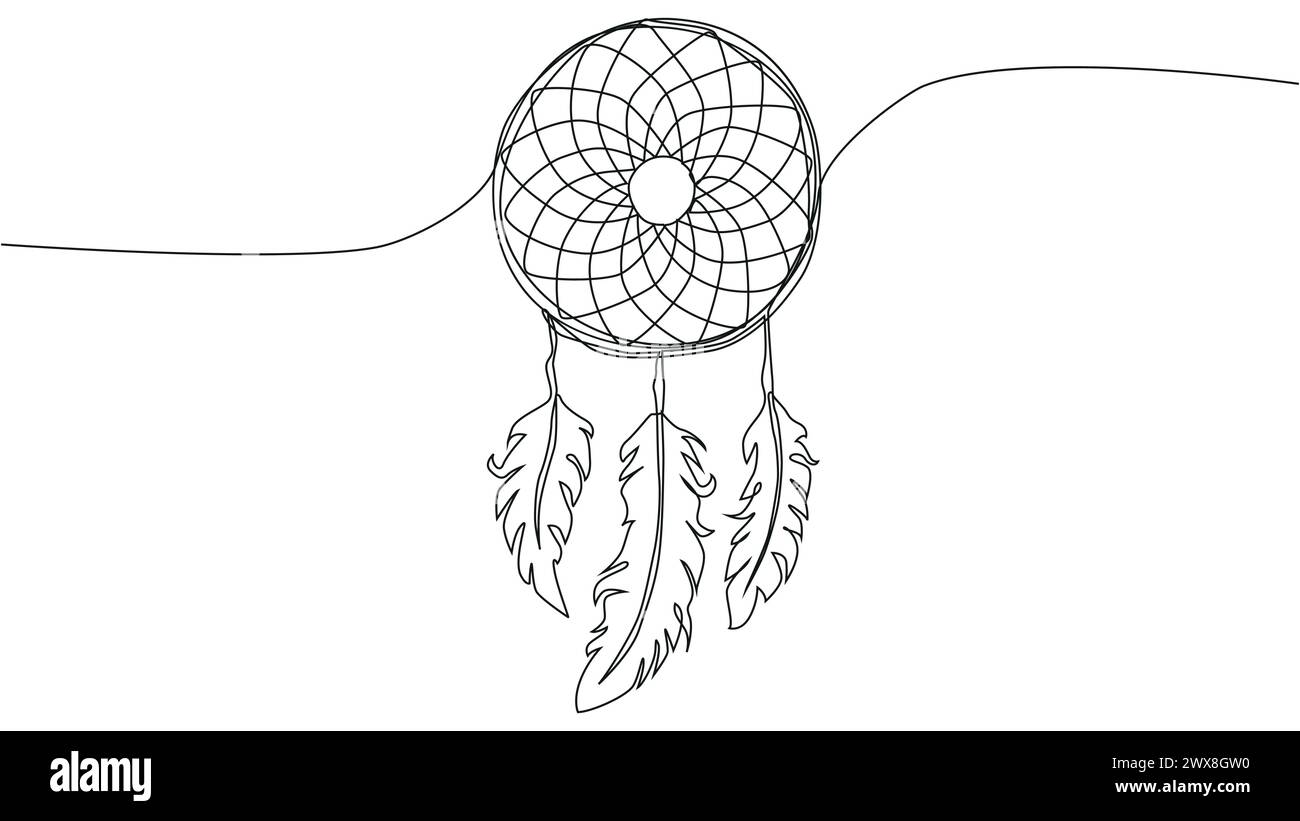 Self draw continuous line dream catcher mystery symbol Stock Vector ...