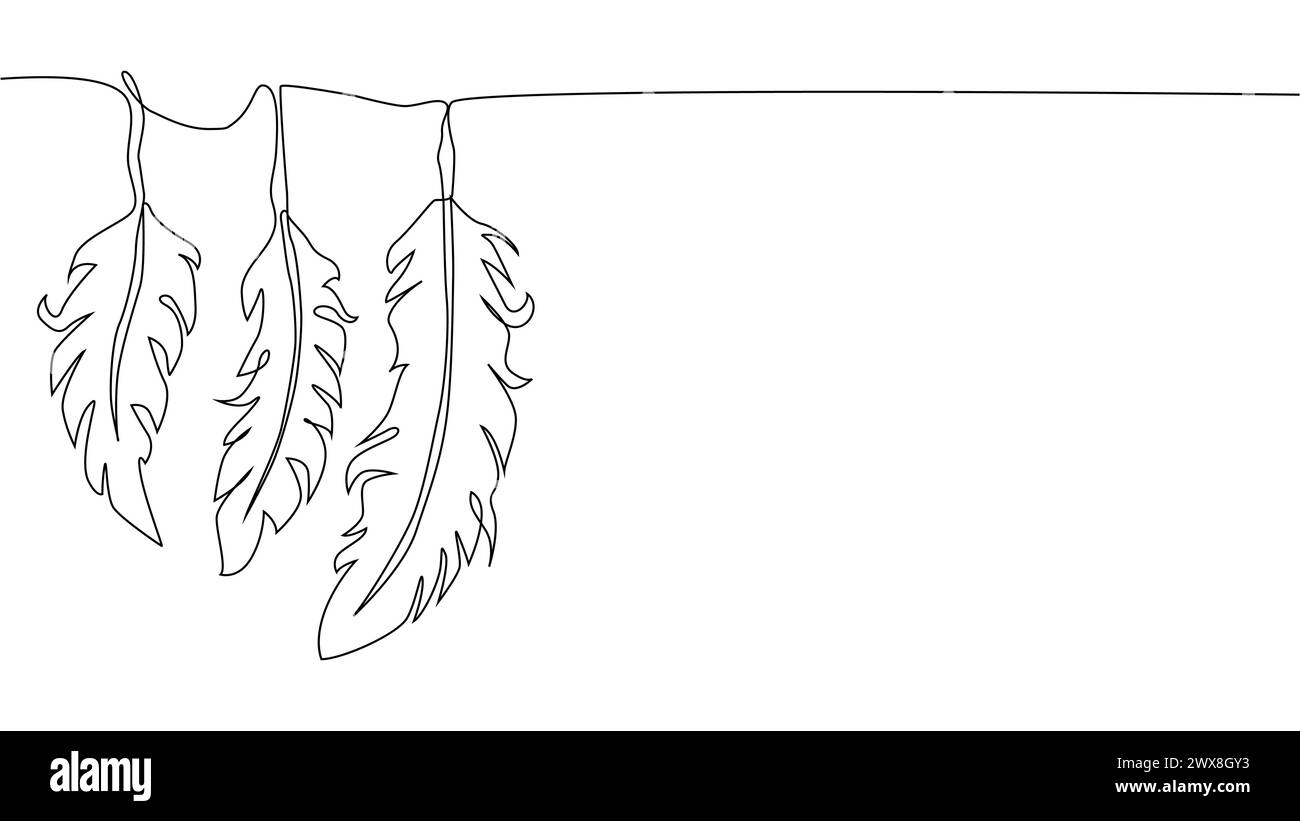 Self-drawing of continuous drawing of one line of feathers Stock Vector ...