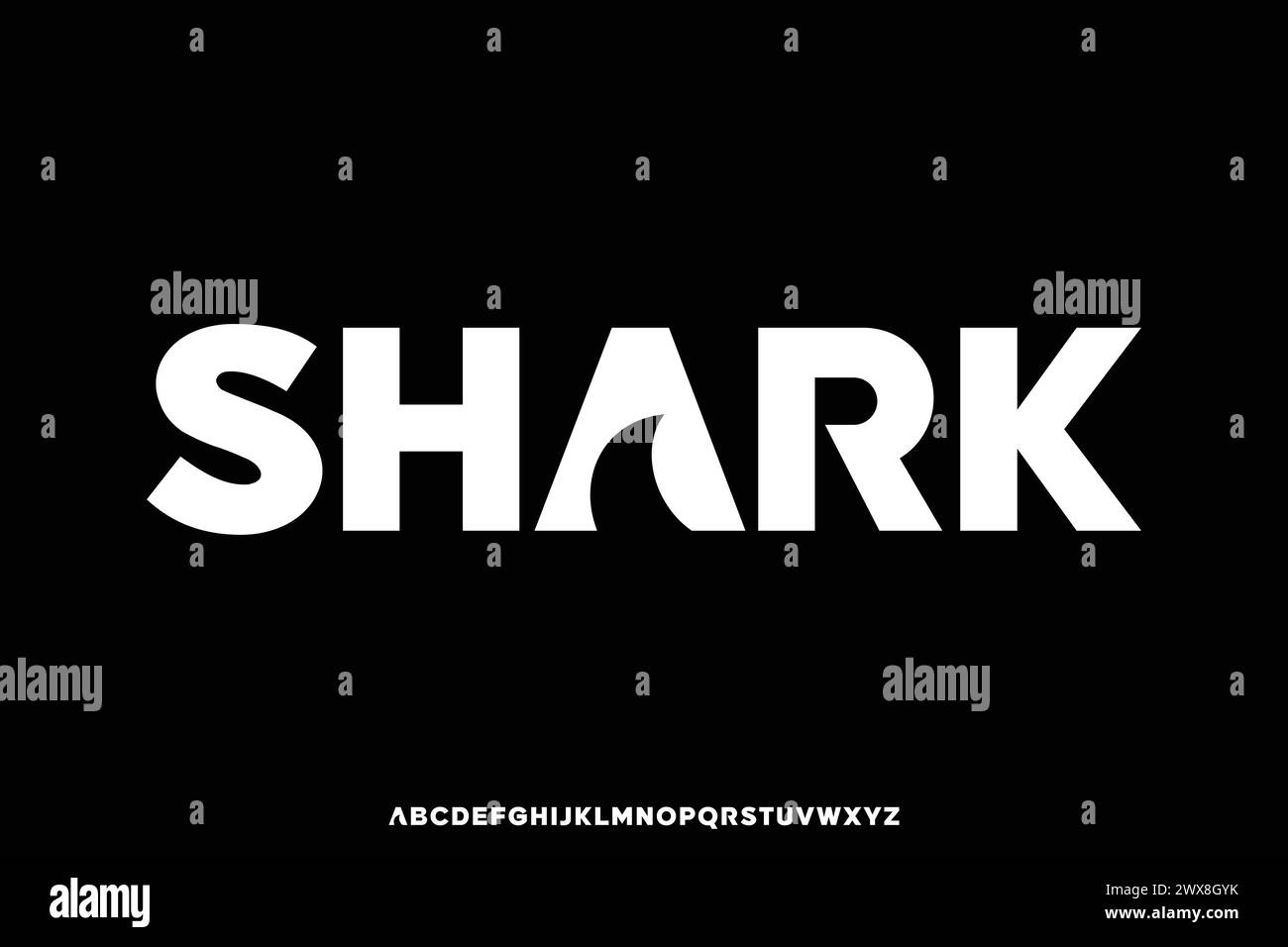Strong modern shark sans serif alphabet display font vector. Geometric ... Strong modern shark sans serif alphabet display font vector. Geometric ...