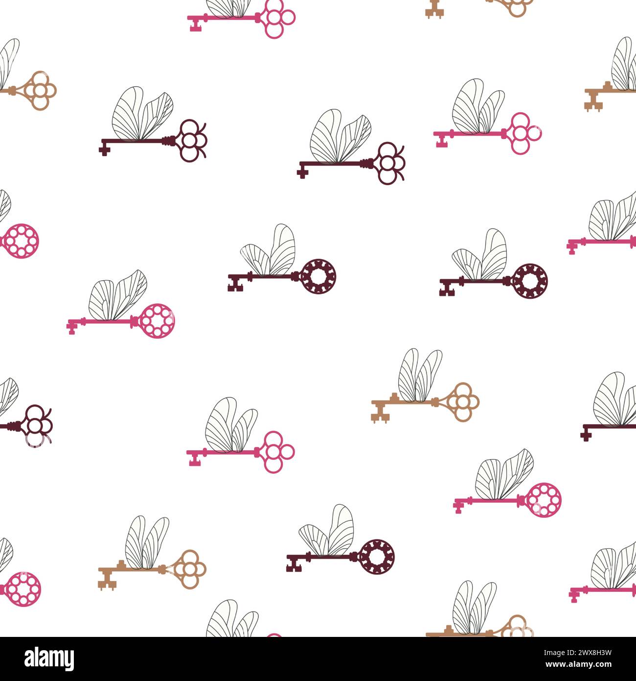 Seamless pattern with magic keys with wings Stock Vector Image & Art ...