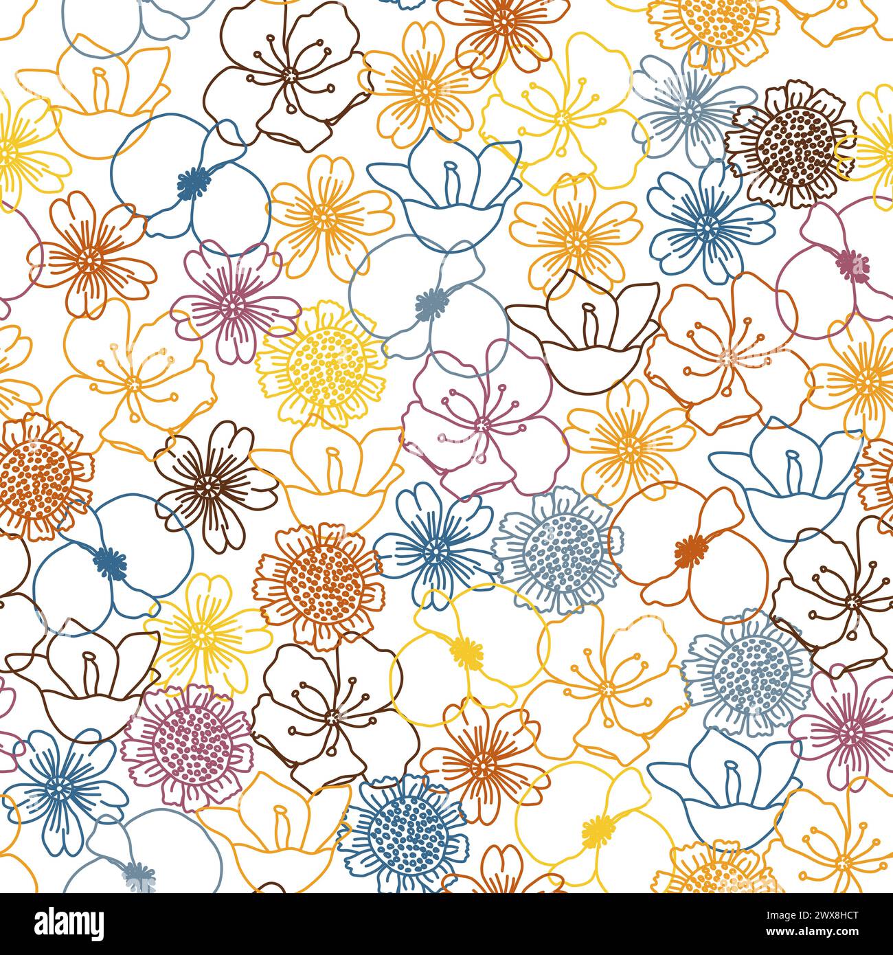 Colorful Outline Floral Pattern Background Stock Vector Image & Art - Alamy