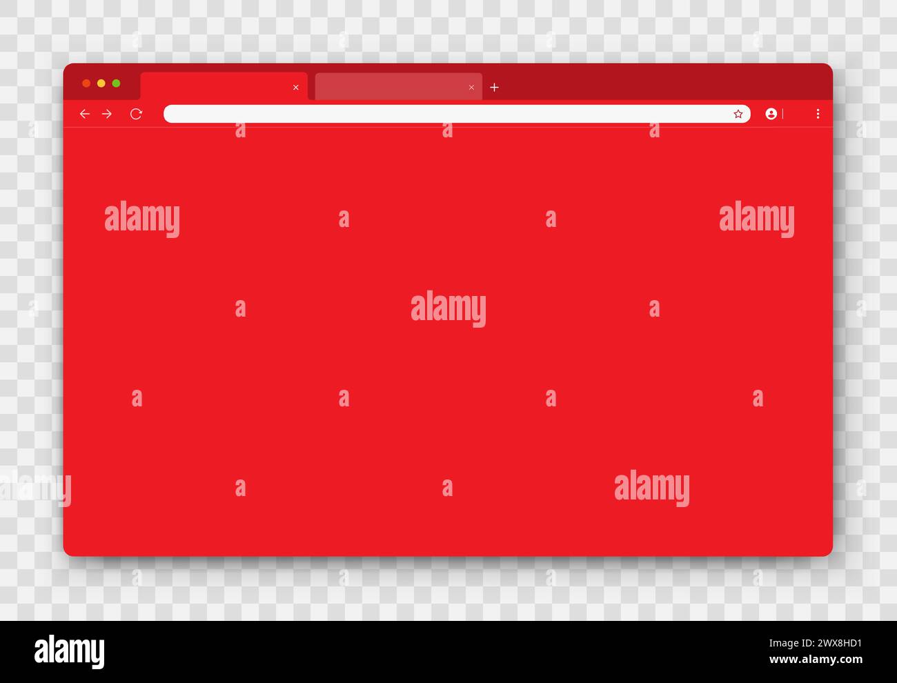 Browser window. Realistic red empty browser window with toolbar, search bar and shadow on ...