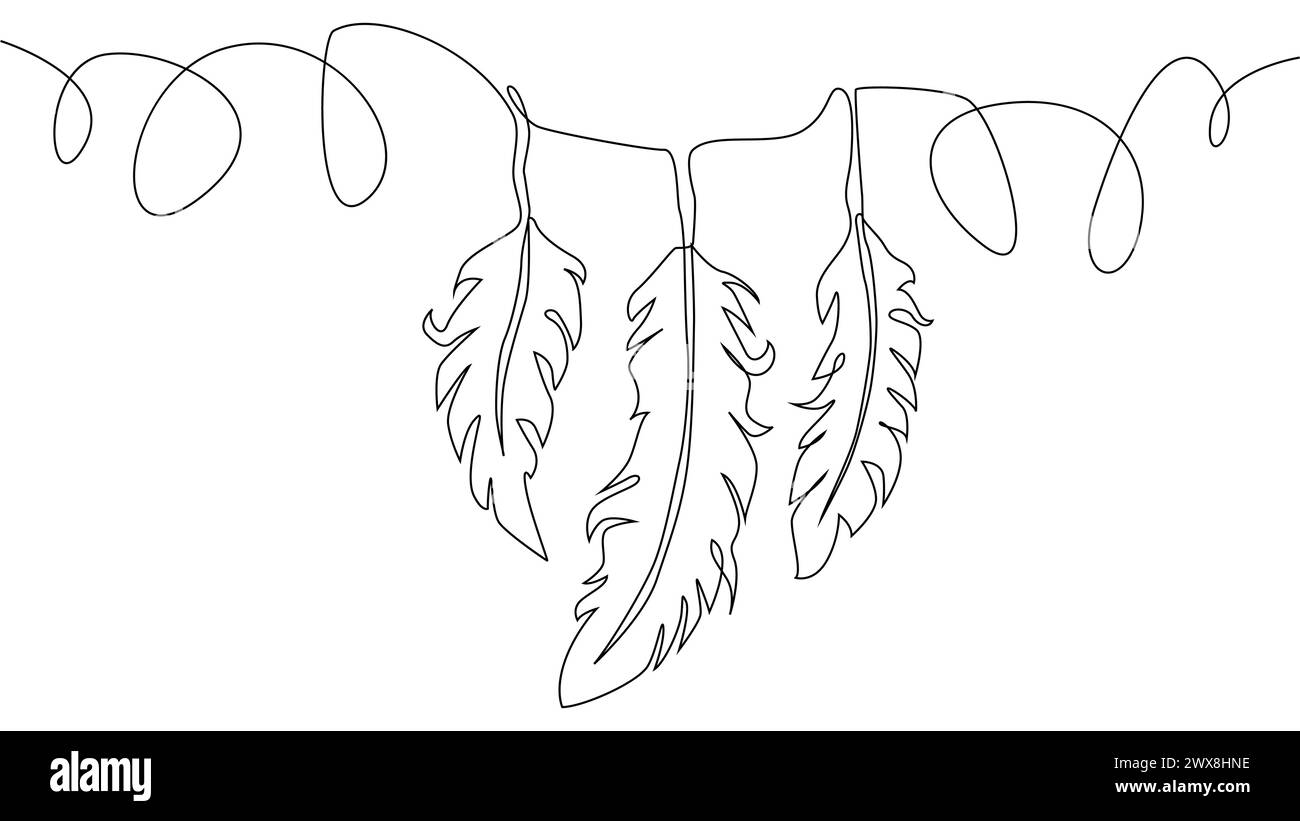 Self-drawing of continuous drawing of one line of feathers Stock Vector ...