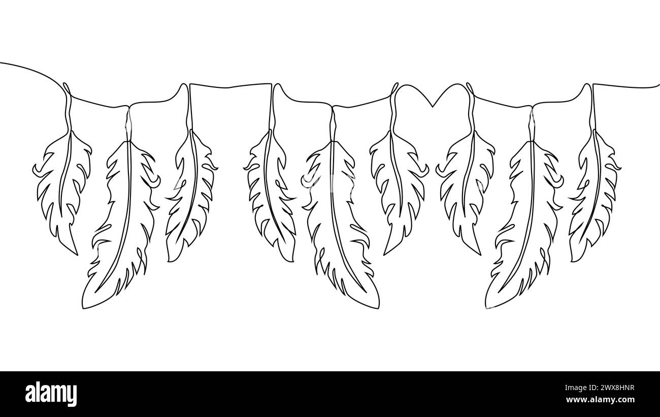 Self-drawing of continuous drawing of one line of feathers Stock Vector ...
