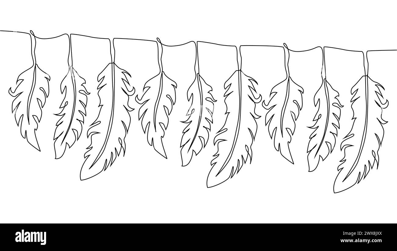 Self-drawing of continuous drawing of one line of feathers Stock Vector ...