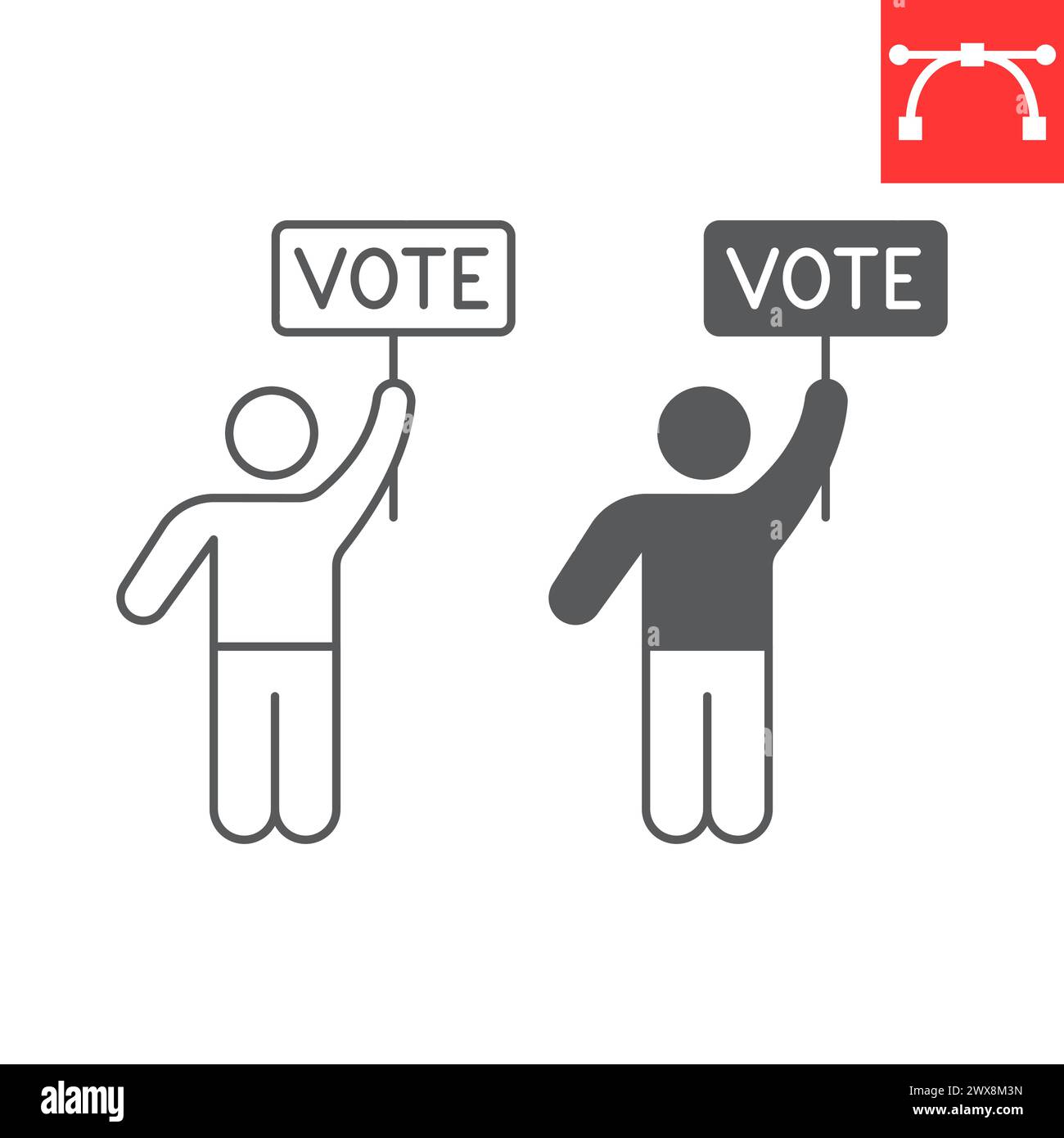 Election campaign line and glyph icon, election and politician, voting ...