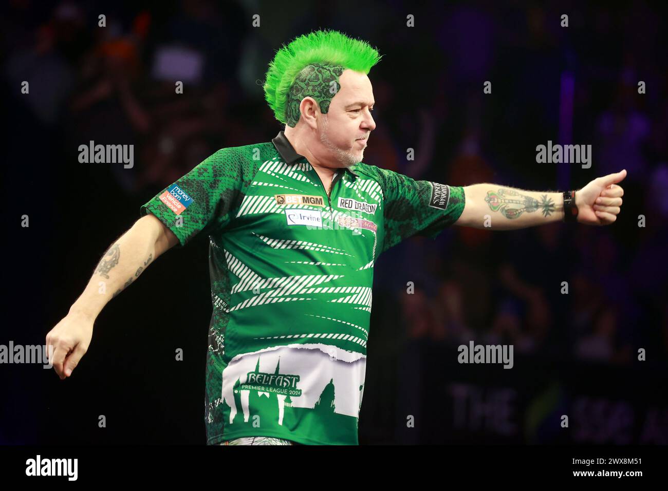 Peter Wright before the quarter-final match against Rob Cross during ...