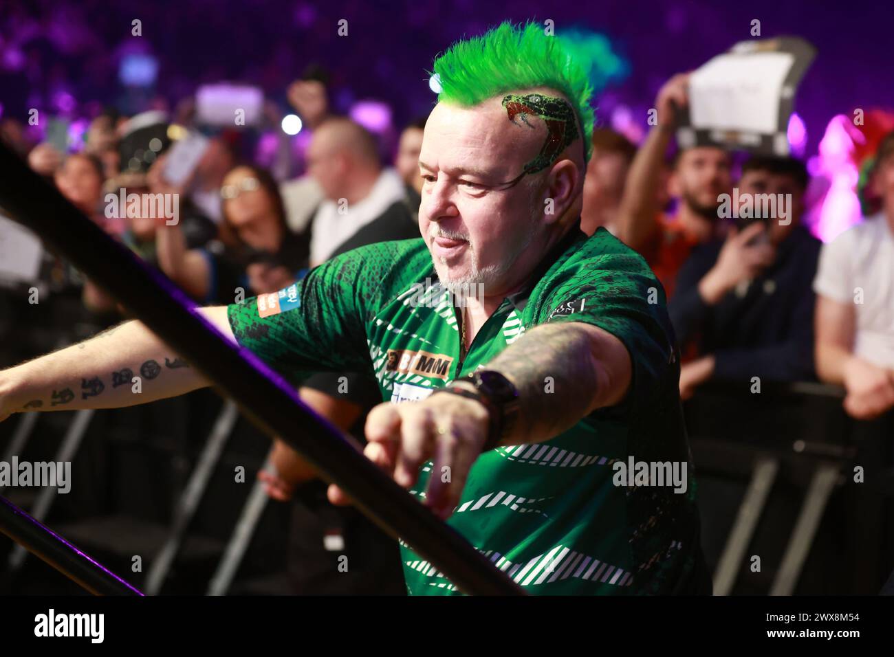 Peter Wright before the quarter-final match against Rob Cross during ...