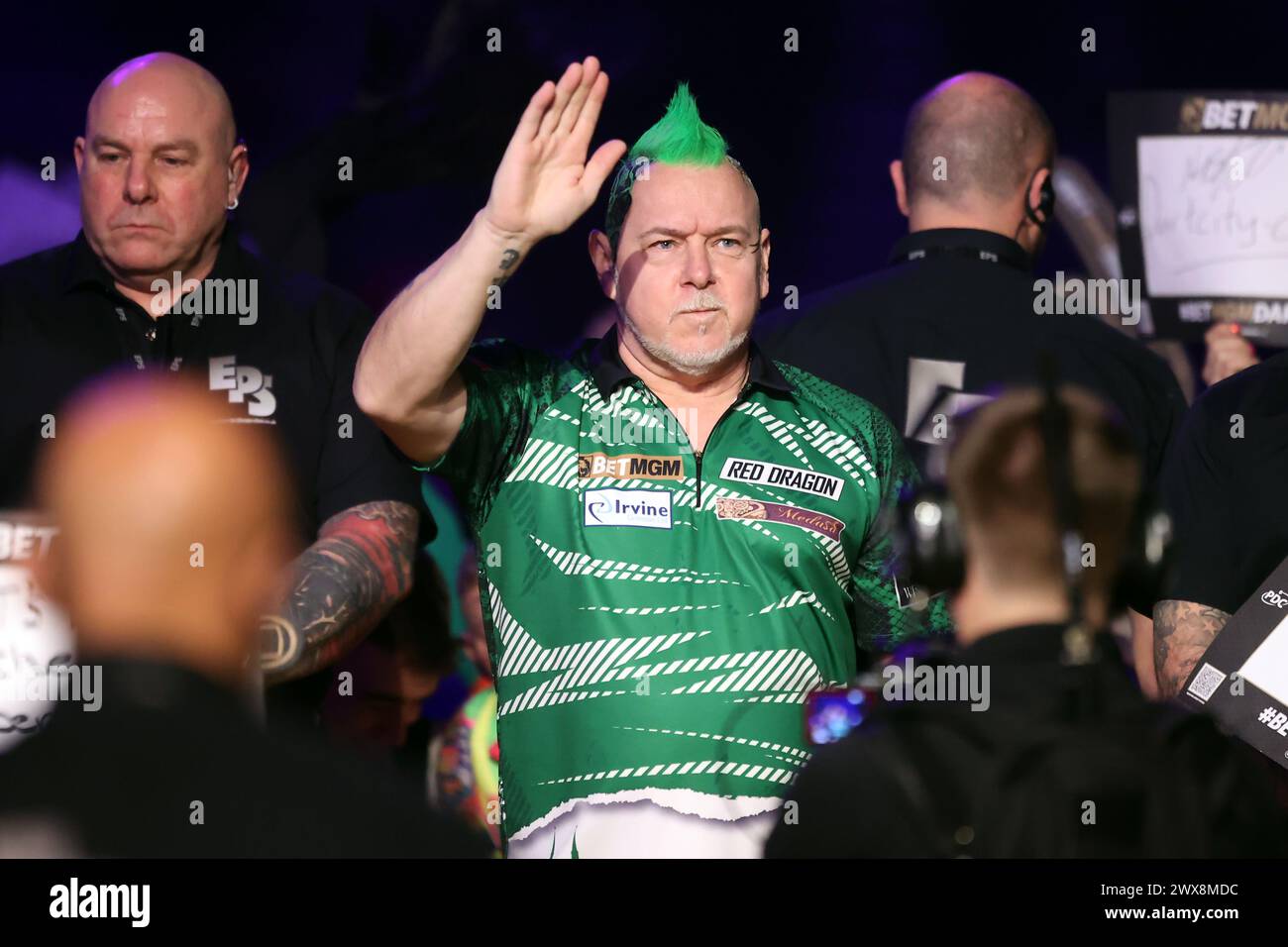 Peter Wright before the quarter-final match against Rob Cross during ...