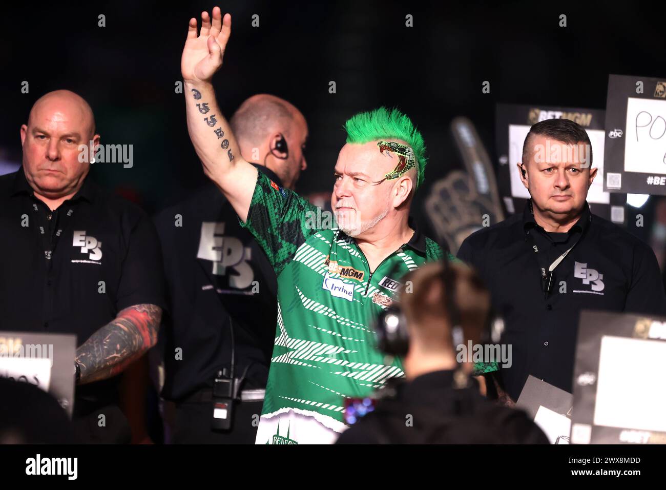 Peter Wright before the quarter-final match against Rob Cross during ...
