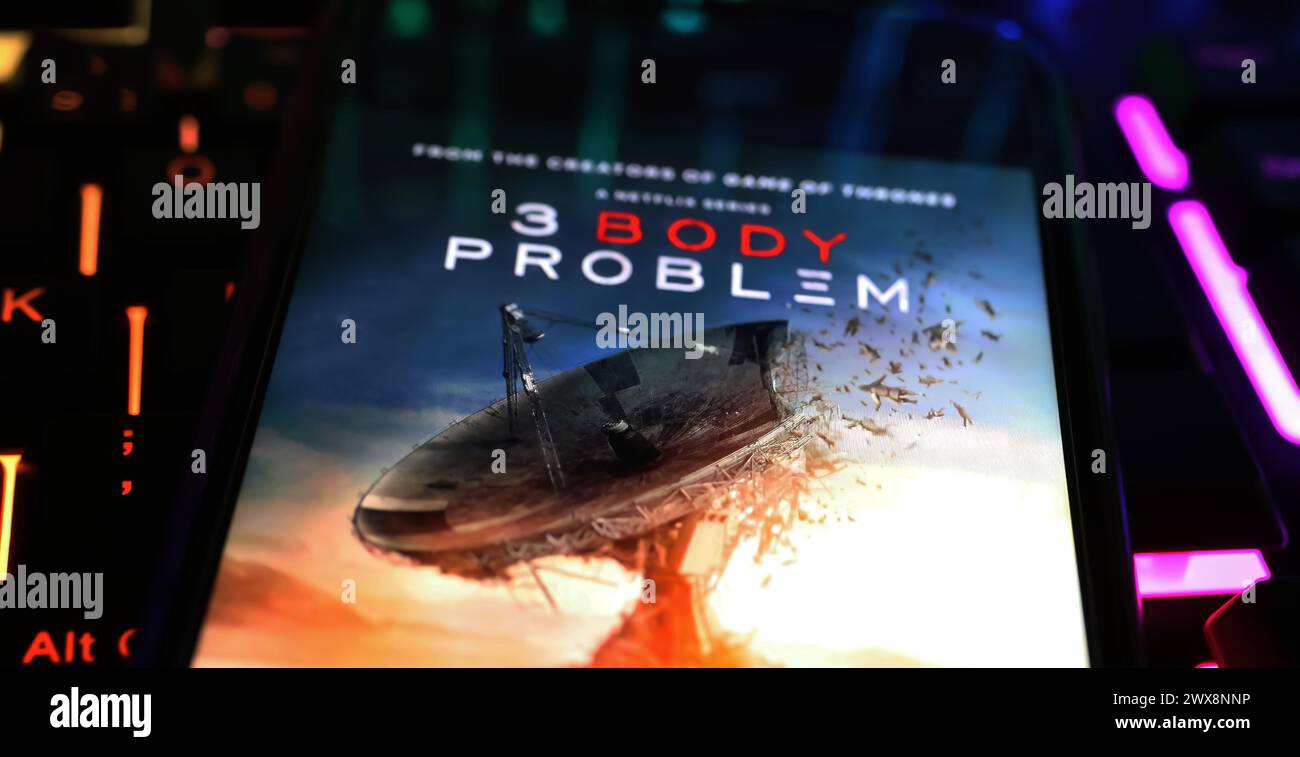 Viersen, Germany - March 9. 2024: Closeup of Cixin Liu the 3 Body Problem Netflix series Stock ...