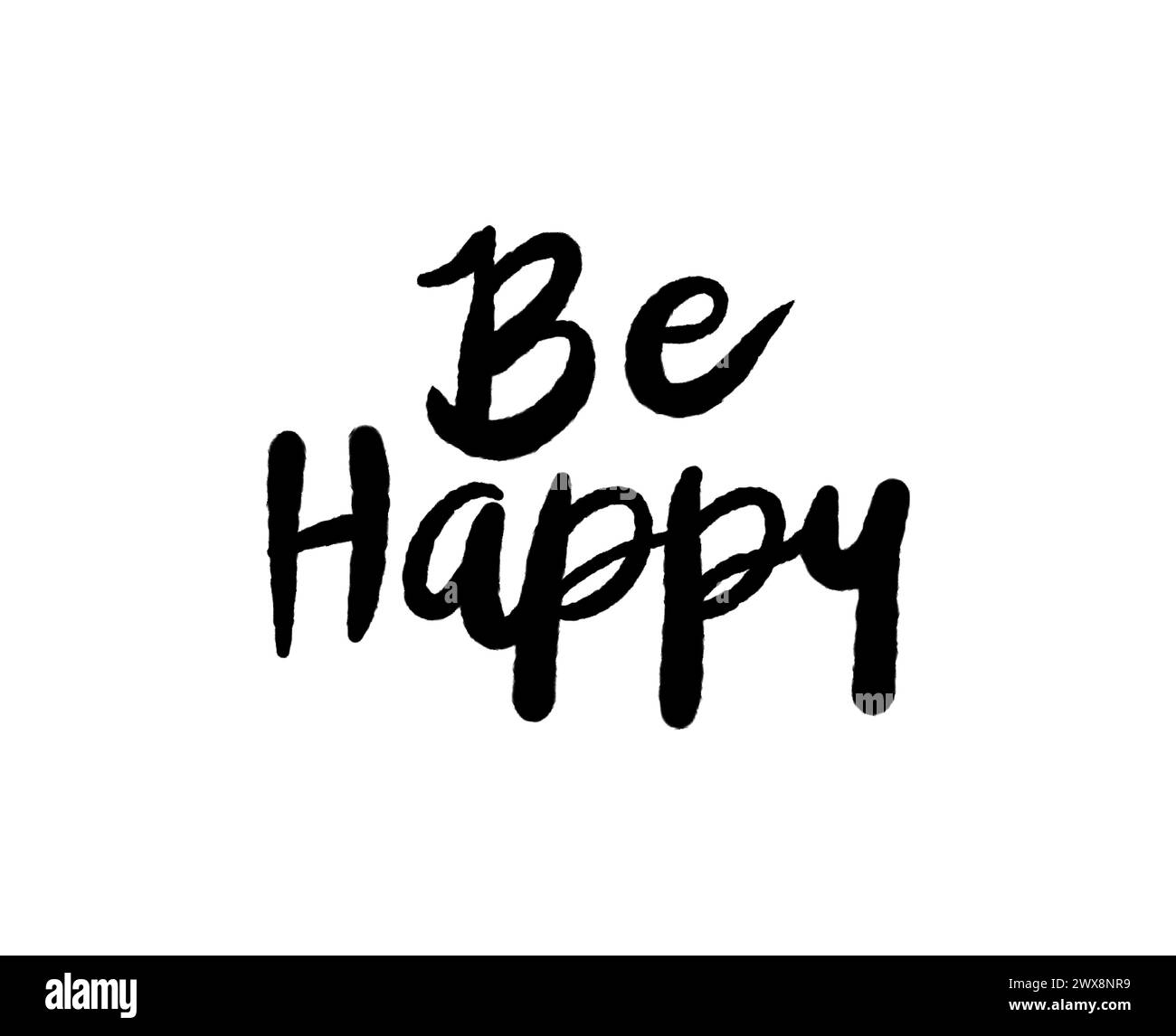 Be Happy card. Hand drawn positive quote. Modern brush calligraphy ...