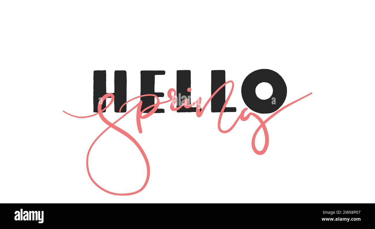 Hello Spring - lettering vector isolated on white background Stock ...