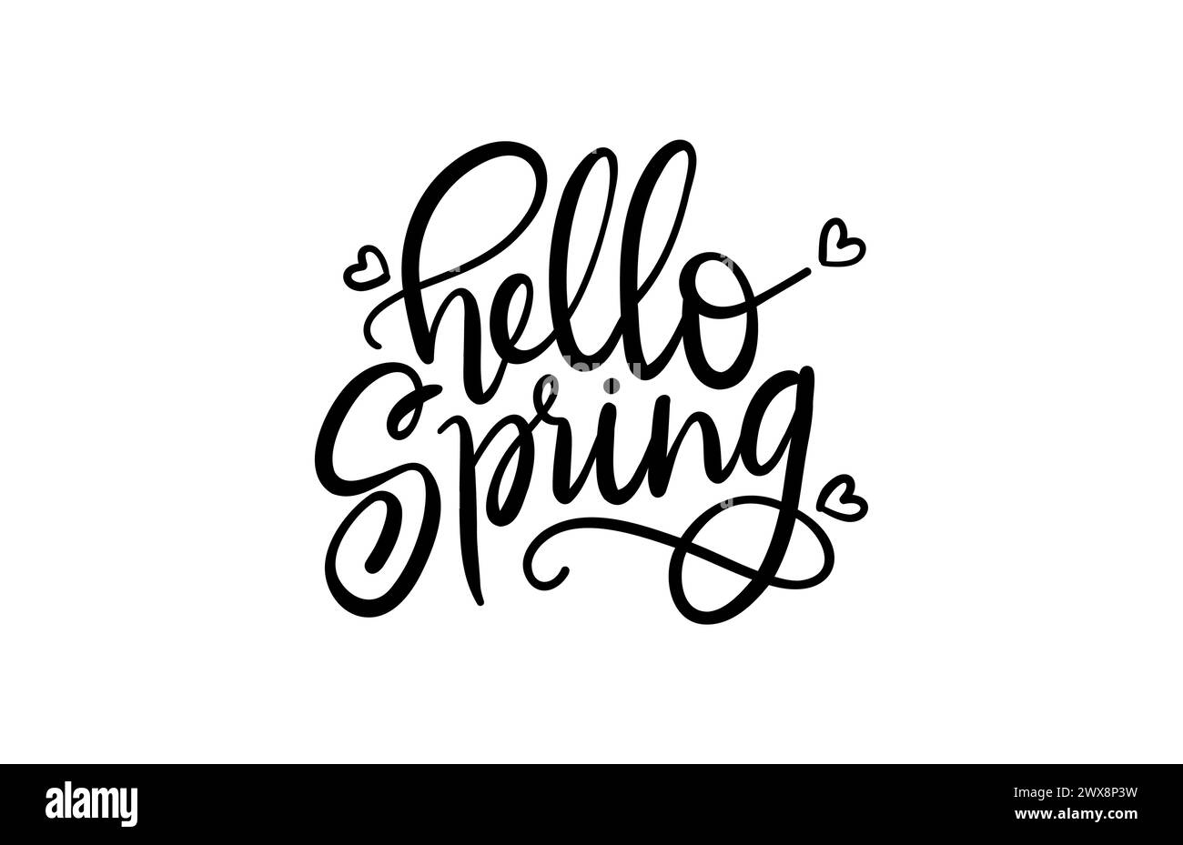 Hello Spring - lettering vector isolated on white background Stock ...