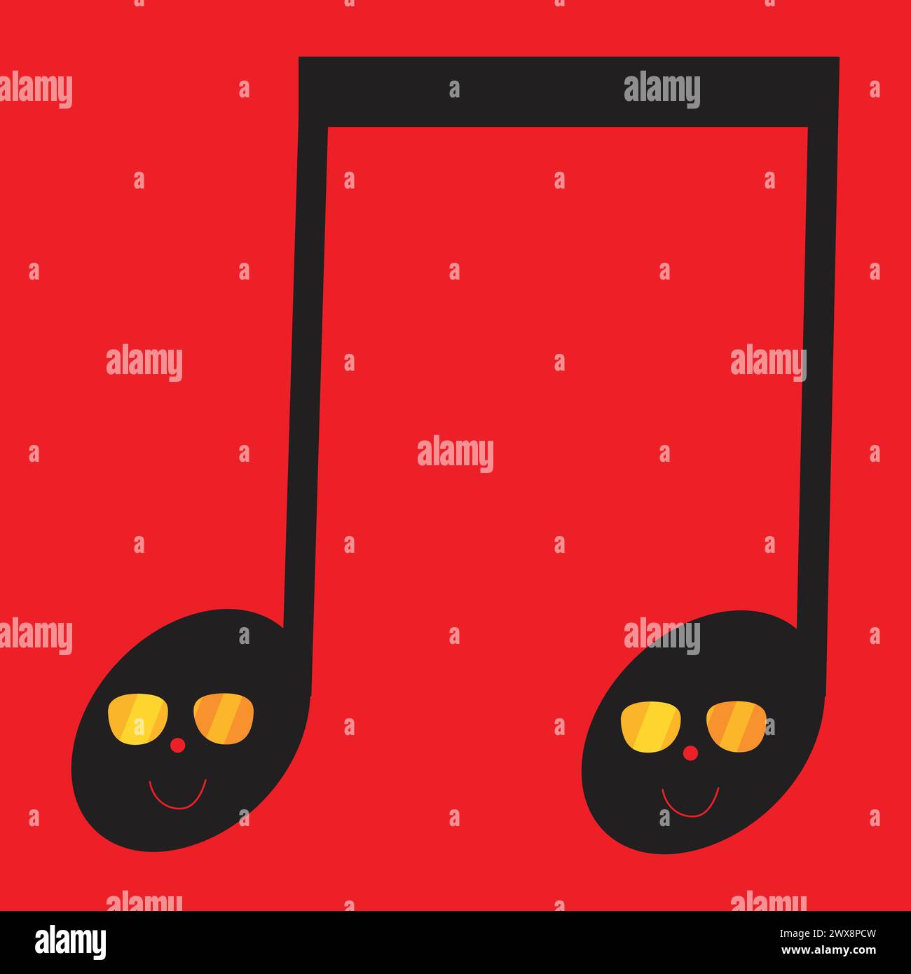 Musical notes with nose, mouth and sunglasses Stock Vector Image & Art ...