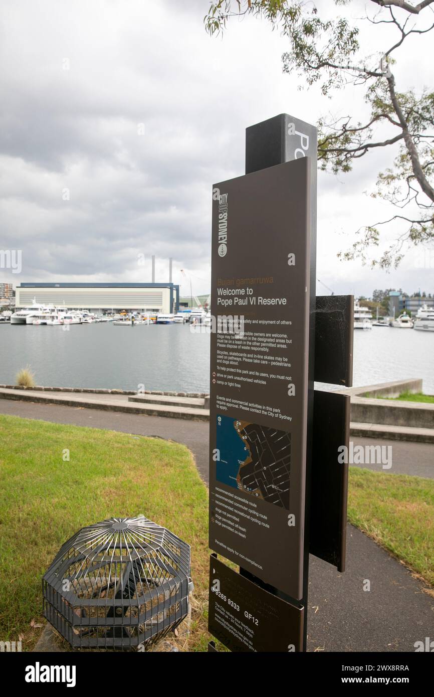 Pope Paul V1 reserve on Glebe foreshore walk beside Blackwattle bay ...