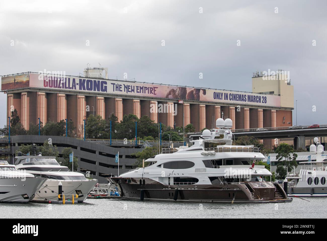 Sydney,Australia, Glebe Island silo billboard advertising 2024 Godzilla ...