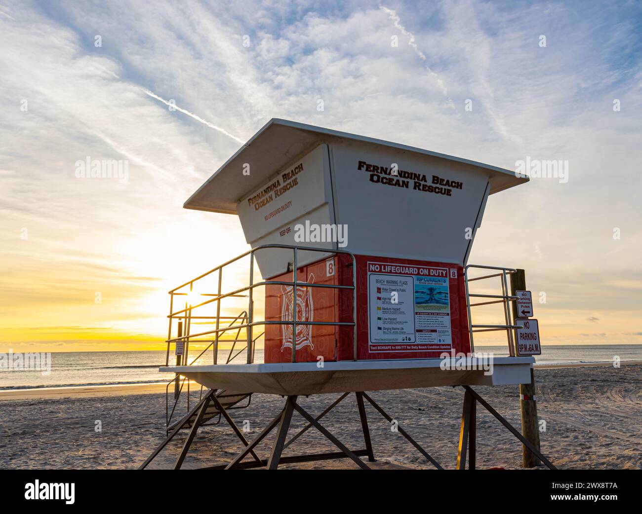 Lifeguard Tower On Fernandina Beach, Amelia Island, Florida, USA Stock ...