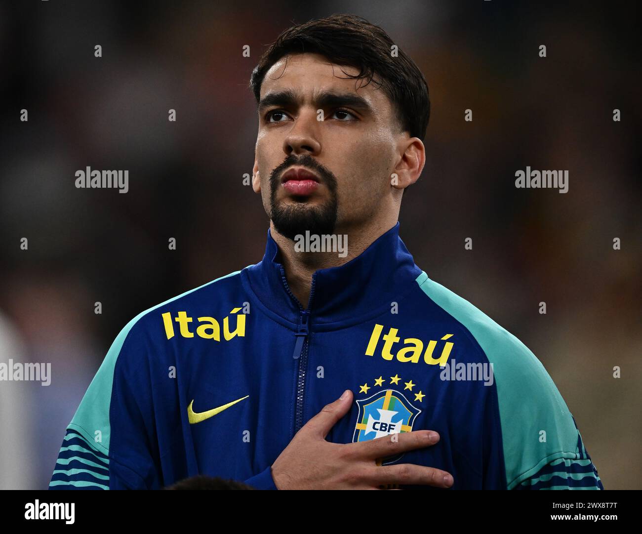 LONDON, ENGLAND - MARCH 23: Headshot, Lucas Paqueta of Brazil looks on ...