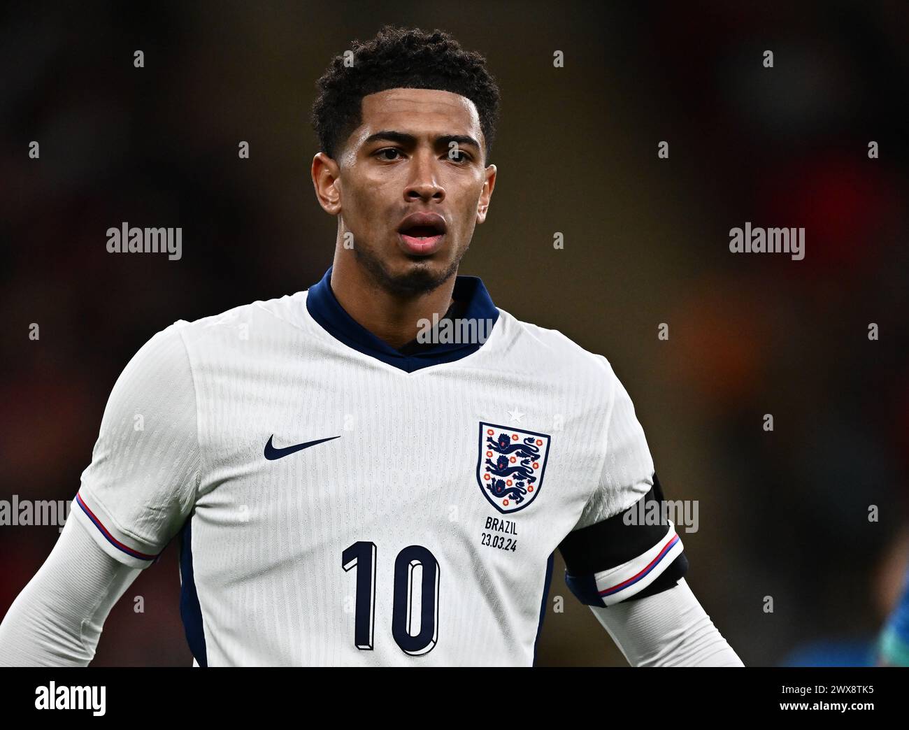 LONDON, ENGLAND - MARCH 23: Jude Bellingham of England looks on during ...